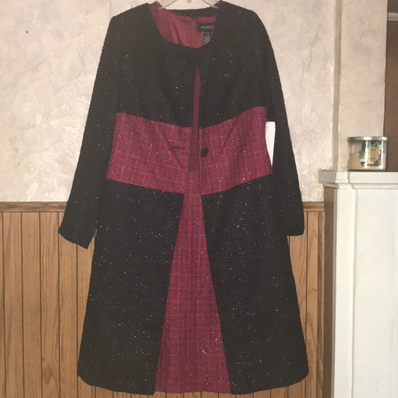 Ashro | Dresses | Cranberry Dress Ashro Dress With Matching Over Coat 8 ...